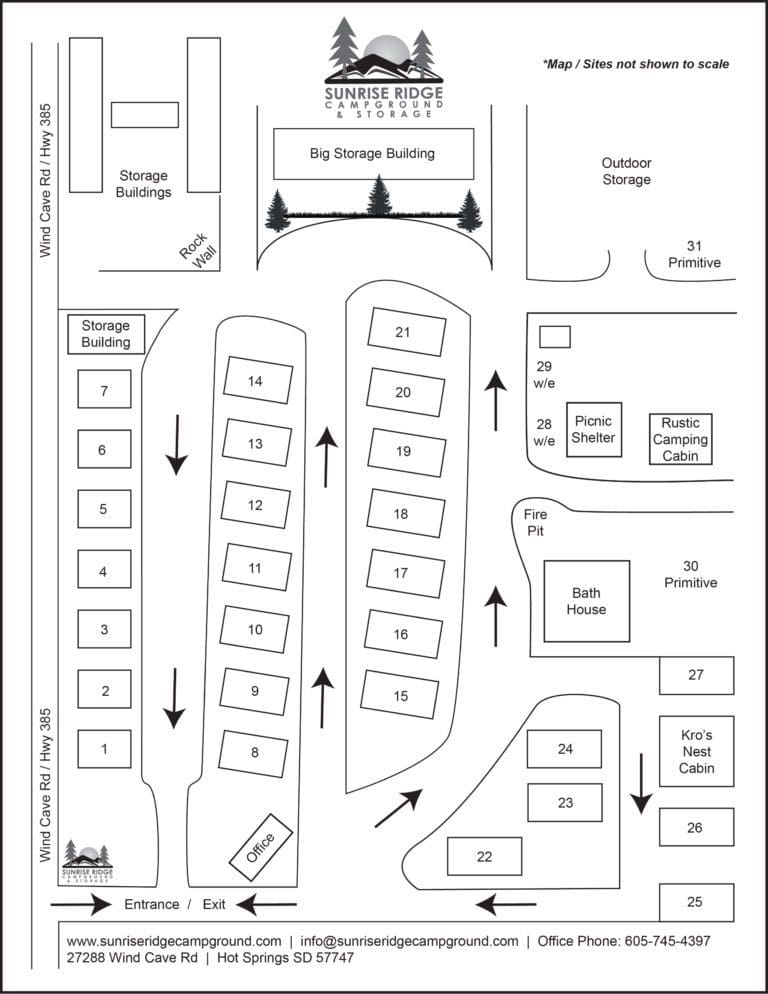 Campground Map | Sunrise Ridge Campground | Hot Springs, SD