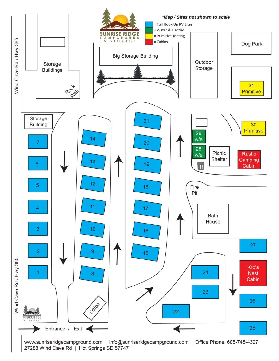 Campground Map | Sunrise Ridge Campground | Hot Springs, SD
